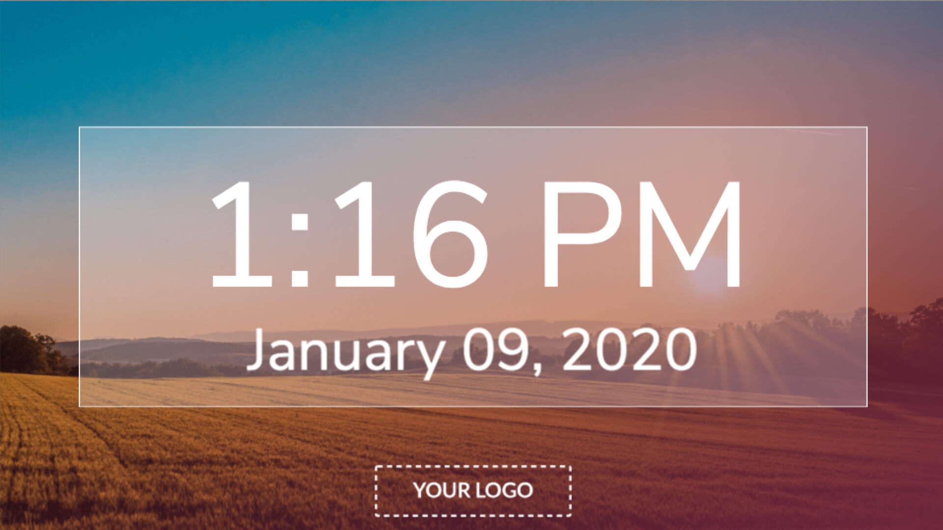Fullscreen Time And Date Digital Signage Template Rise Vision